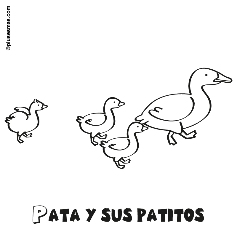 Dibujo de una pata con sus patitos pa colorear - Imagui